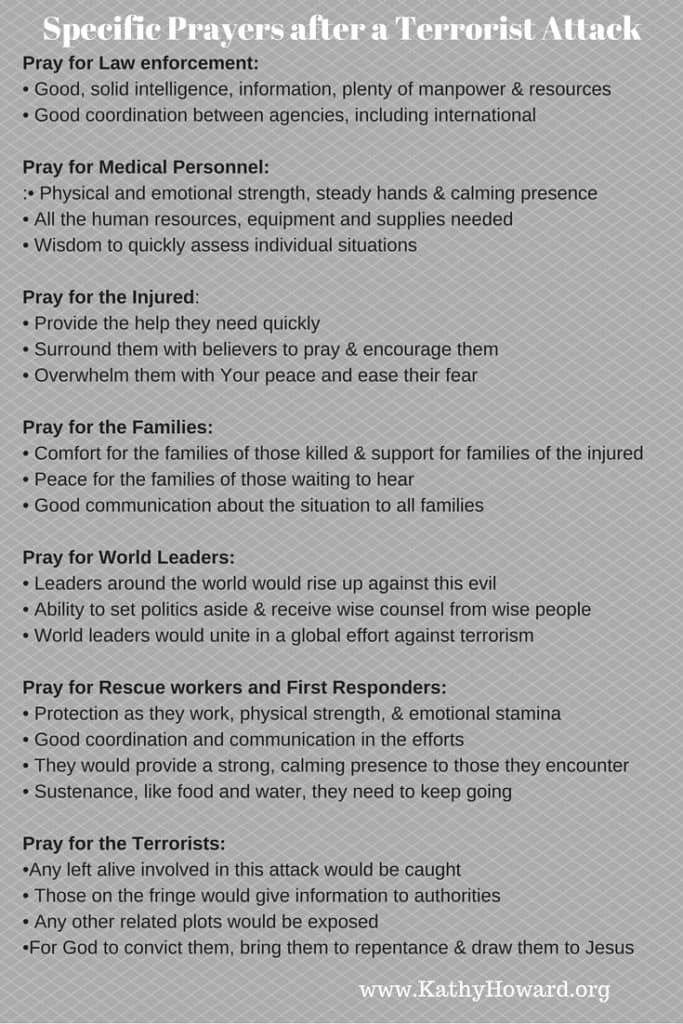 Terror Attack Prayer Guide - Kathy Howard